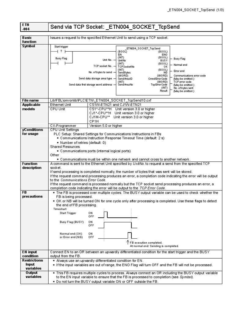 ETN004 SOCKET TcpSend | PDF | Network Socket | Transmission Control Protocol