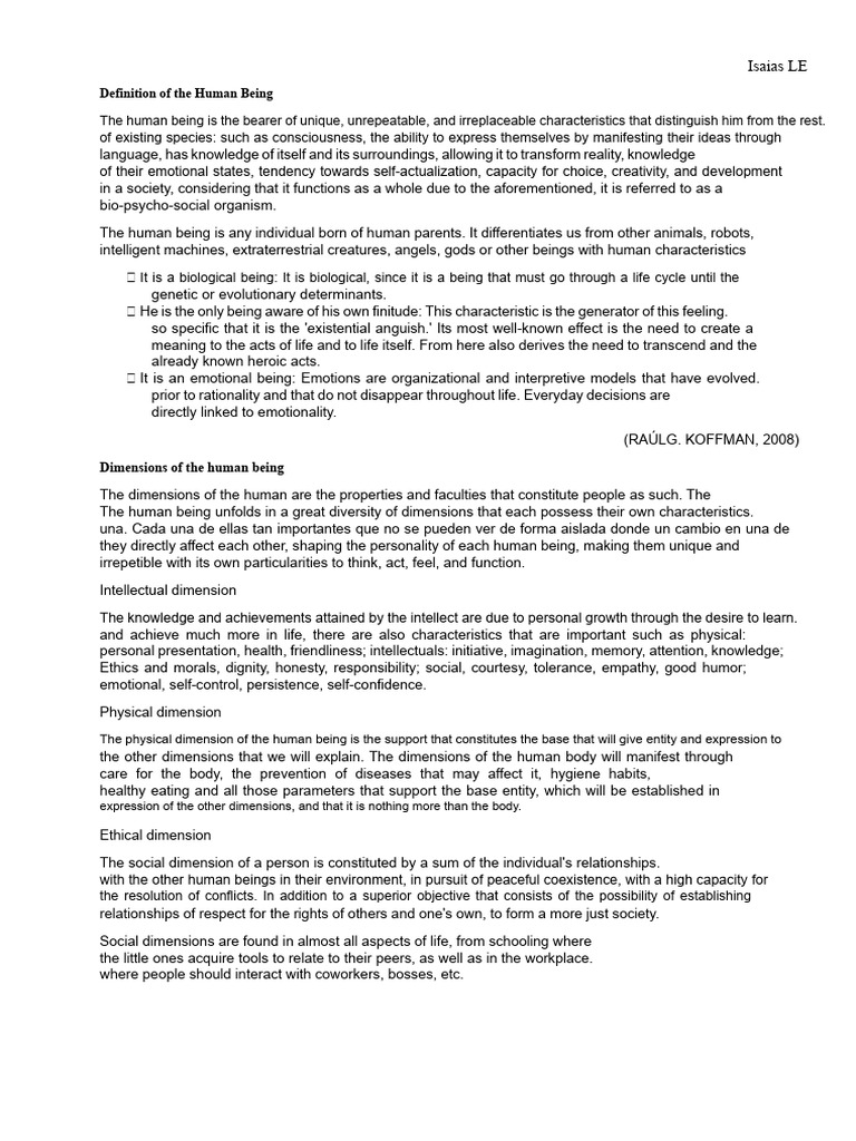 Dimensions of Human Being Explained | PDF | Thought | Cognition
