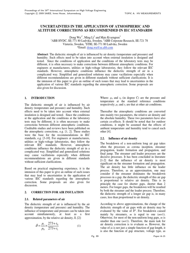 Altitude Correction Factors | Download Free PDF | Insulator ...