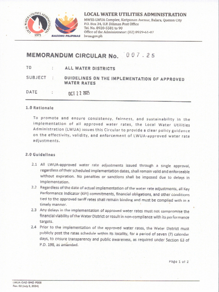 MC - 007 - 25 - Guidelines On The Implementation of Approved Water ...