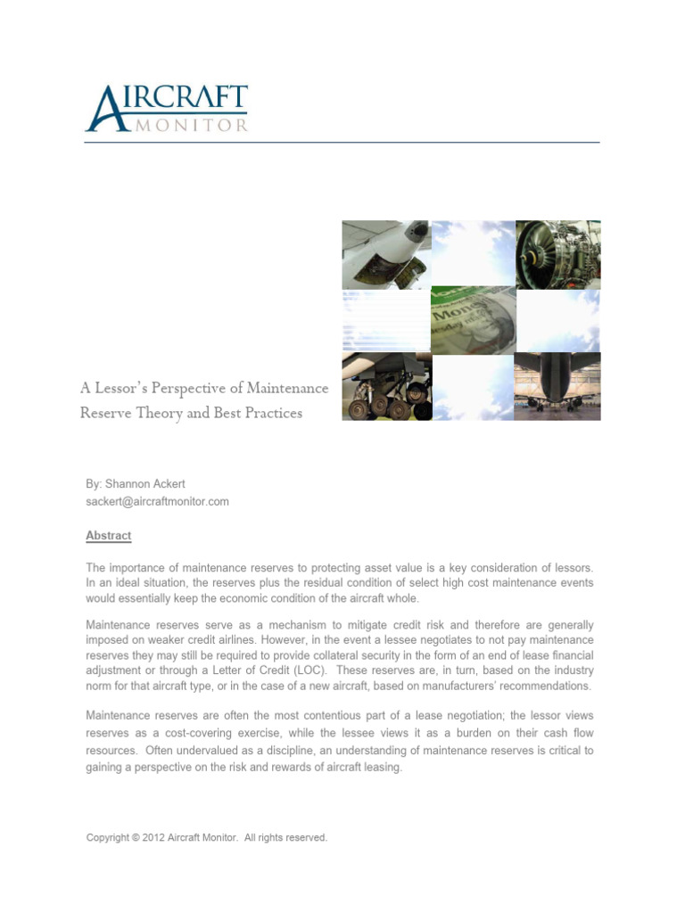 Basics of Aircraft Maintenance Reserve Devp and MGMT 1750401716 | PDF ...