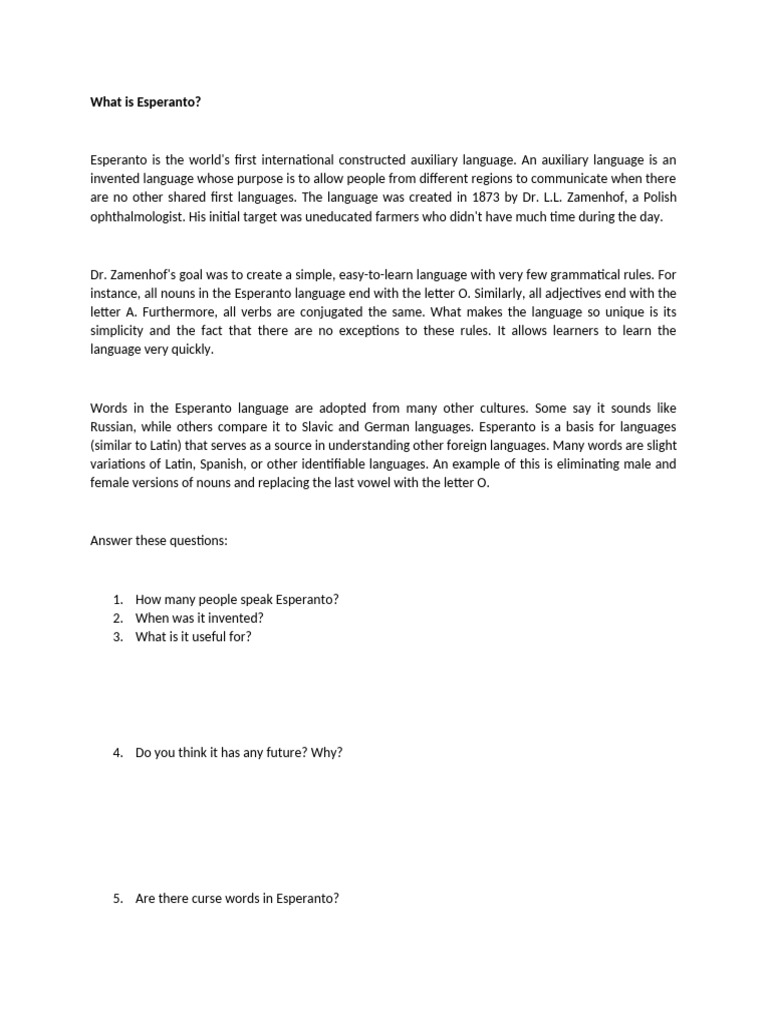What Is Esperanto | PDF