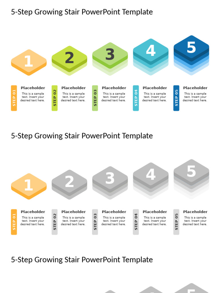 01 5 Step Growing Stair Powerpoint Template 16x9 | PDF