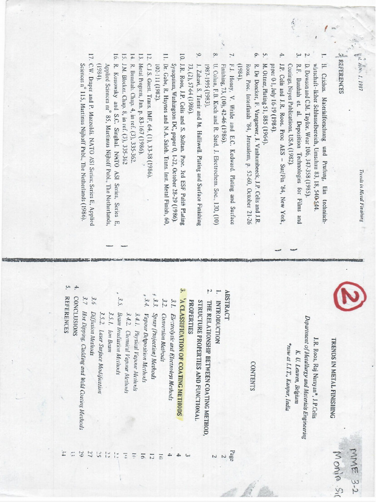 MME 343 Lecture Material-Trends in Metal Finishing-Sheet No 2 | PDF