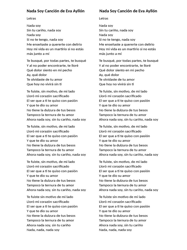 Nada Soy Canción de Eva Ayllón | PDF | Amor