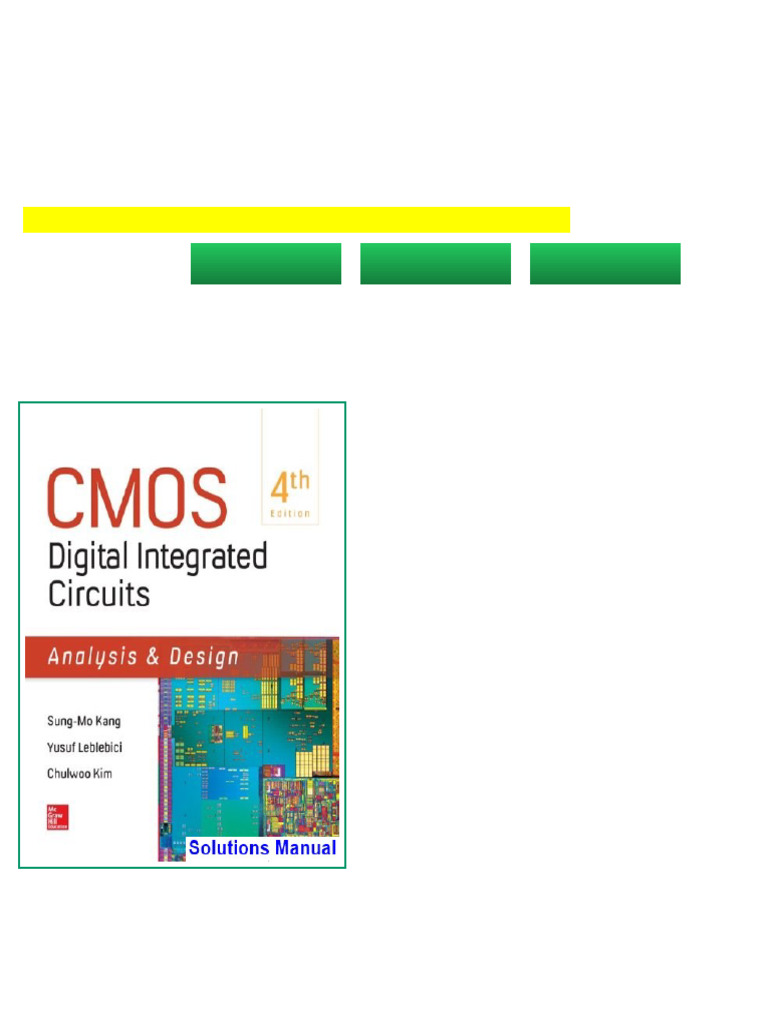 CMOS Digital Integrated Circuits Analysis and Design 4th Edition Kang ...