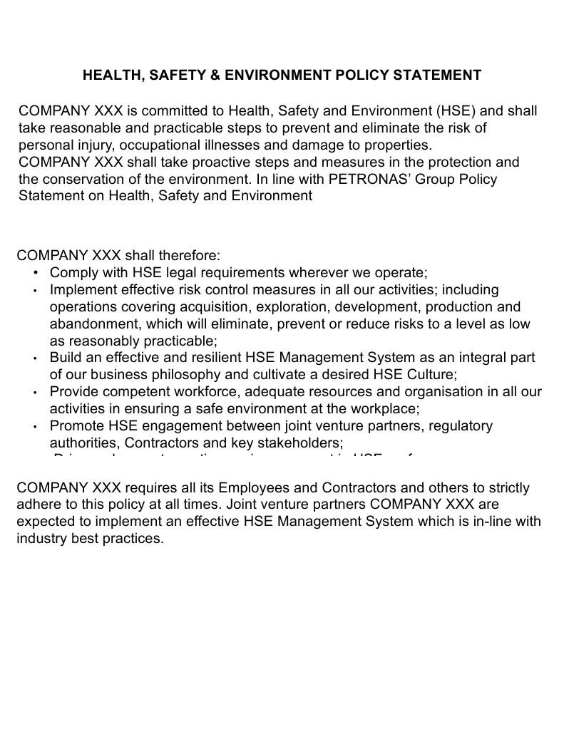 HSE Policy Sample | PDF