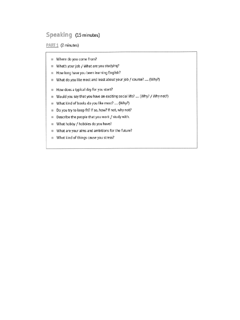 Complete Speaking Practice Test | PDF
