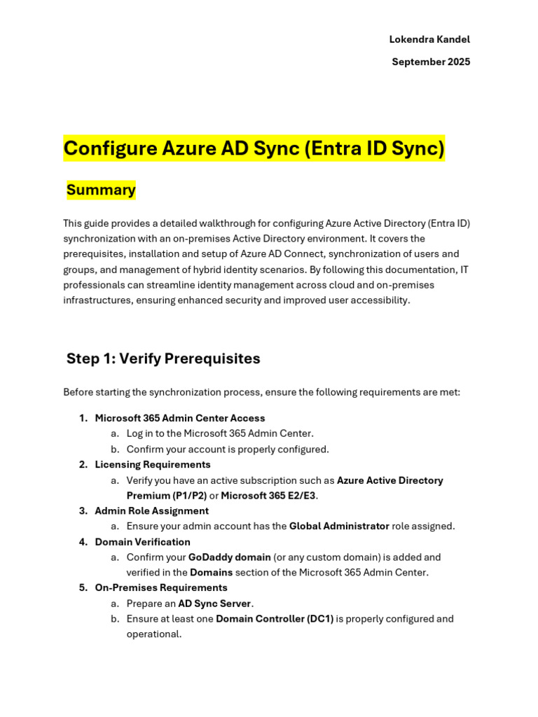 Configure Azure AD Sync Guide | PDF | Active Directory | Computing