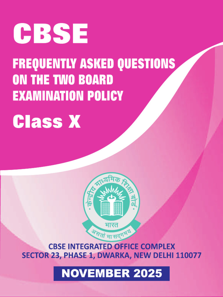 FAQs Booklet on the 02 Board Examination Policy for Class - X of the ...