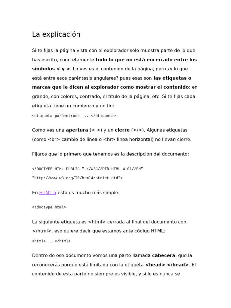 Explicacion HTML | PDF | HTML | Red mundial