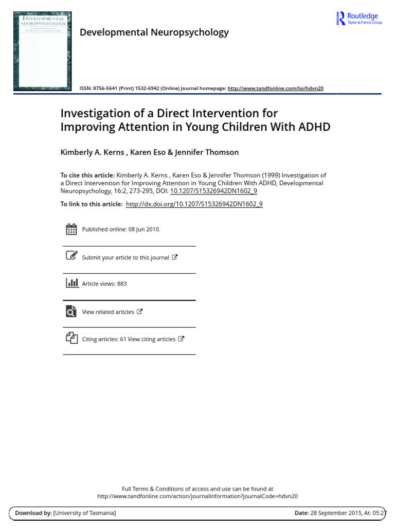 P - Investigation of A Direct Intervention For Improving Attention in ...