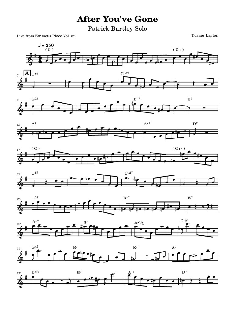 Patrick Bartley On After Youve Gone Transcription | PDF