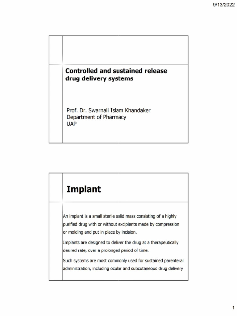 H6. Controlled and Sustained Release Dosage Forms | PDF
