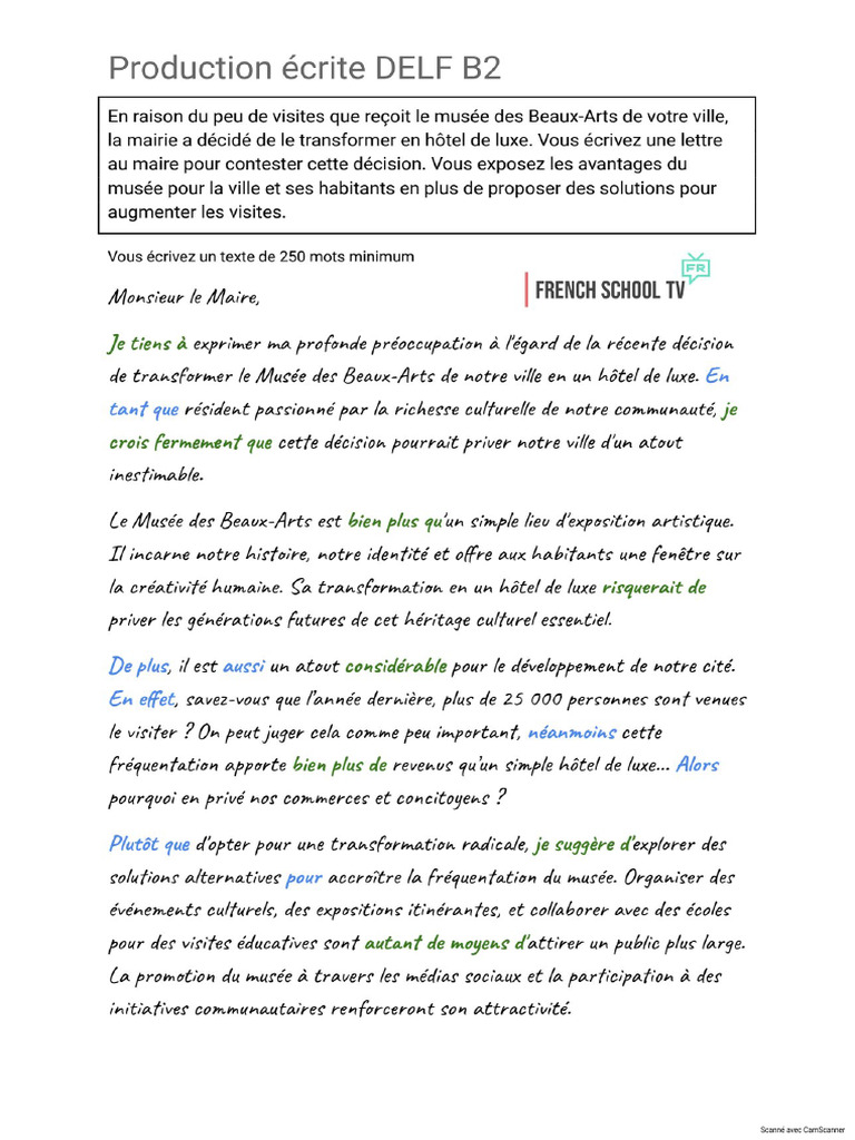 Production Écrite DELF B2 - PDF - French School TV | PDF