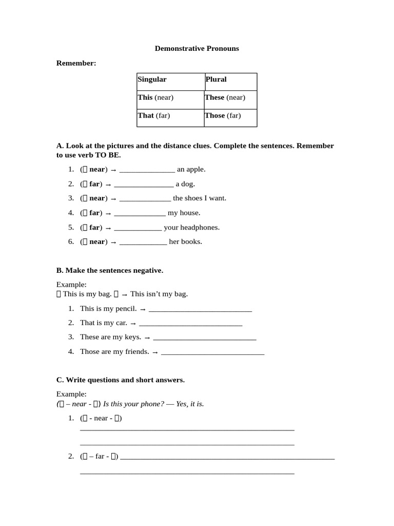 Demonstrative Pronouns | PDF
