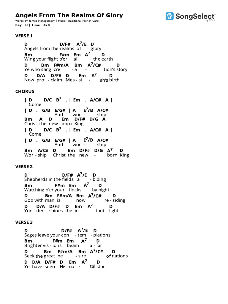 Angels From the Realms of Glory (Iris)-Chords-D | PDF | Angels From The Realms Of Glory ...