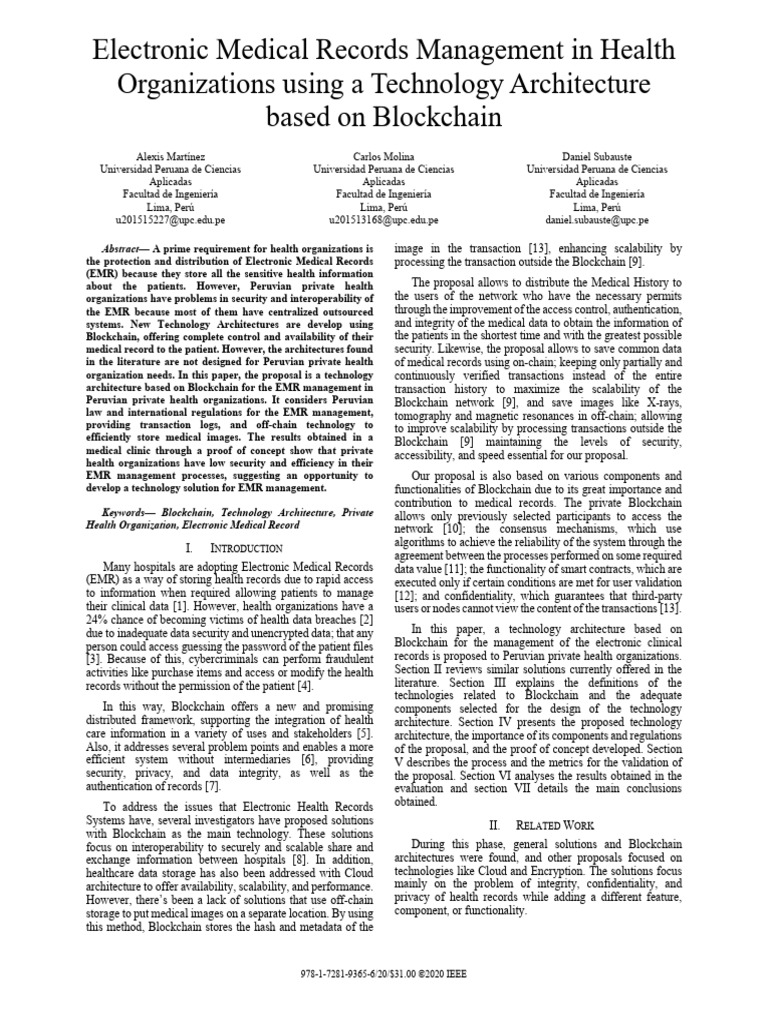 Electronic Medical Records Management in Health Organizations Using A ...