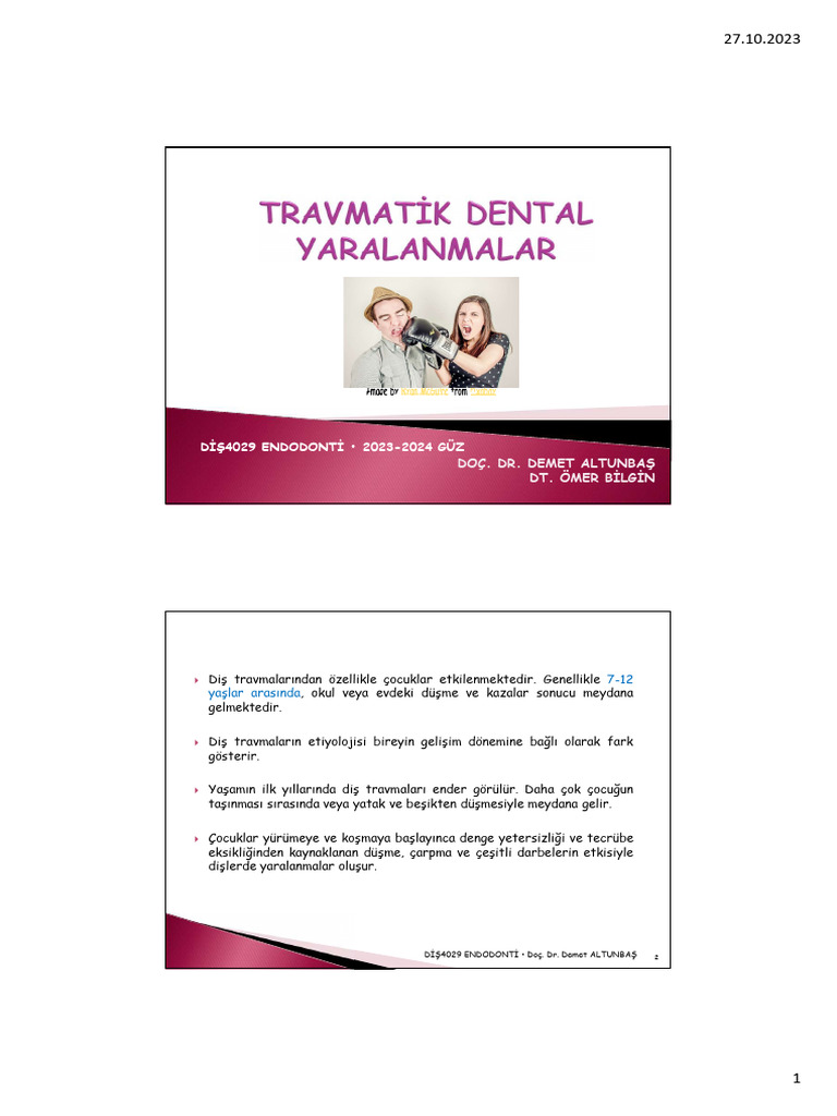 PDF 4 (13 Eki̇m) (Travmati̇k Dental Yaralanmalar) ) | PDF