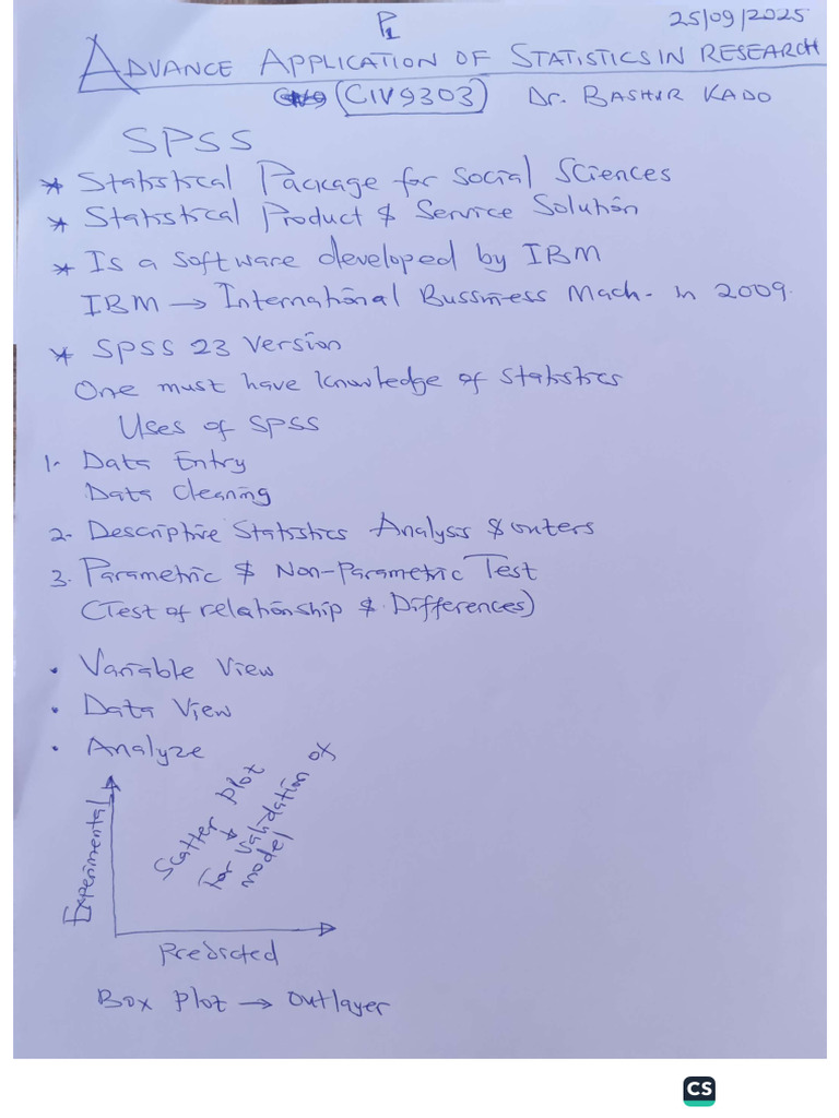 Advance Application of Statics in Research (Civ9303) | PDF