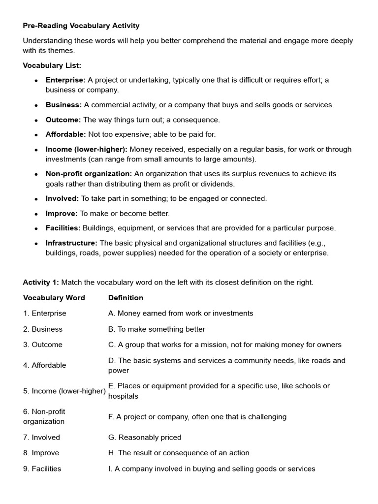 New Vocabulary.docx | PDF | Income | Nonprofit Organization