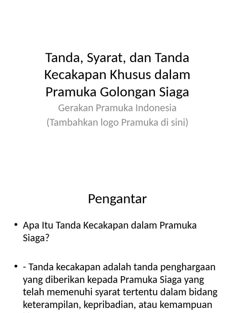 Tanda Kecakapan Pramuka Siaga | PDF