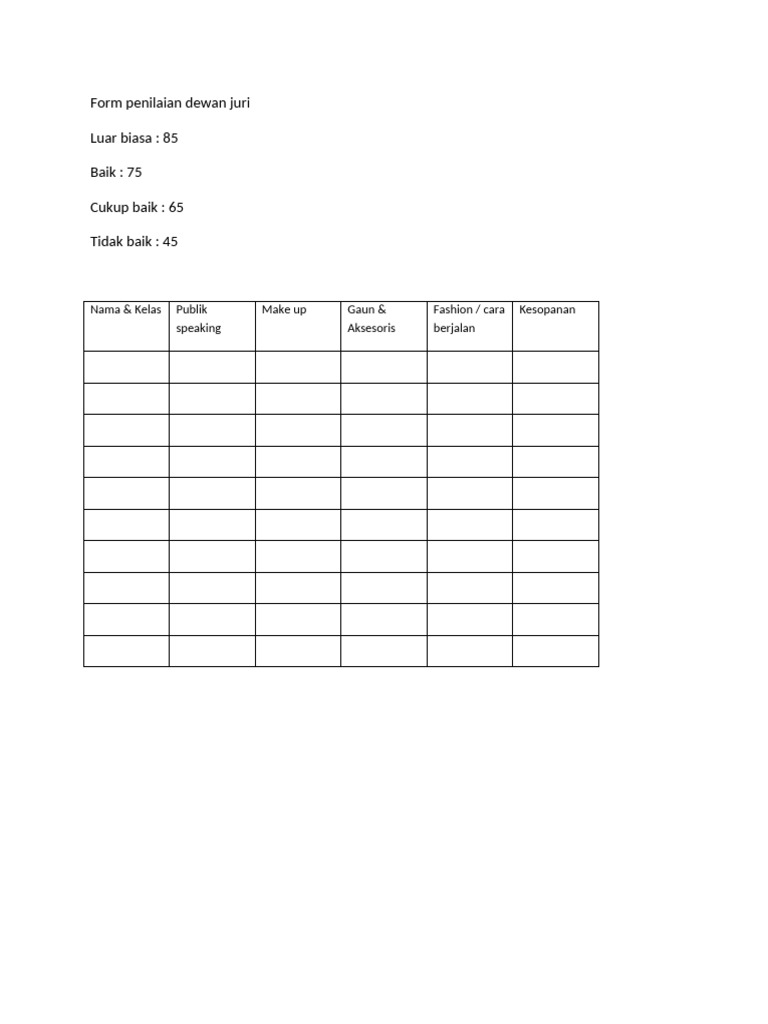 Form Penilaian | PDF