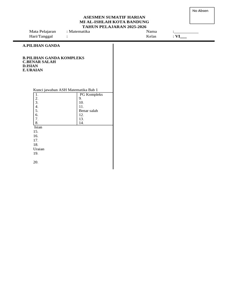 As Harian MTK Master | PDF