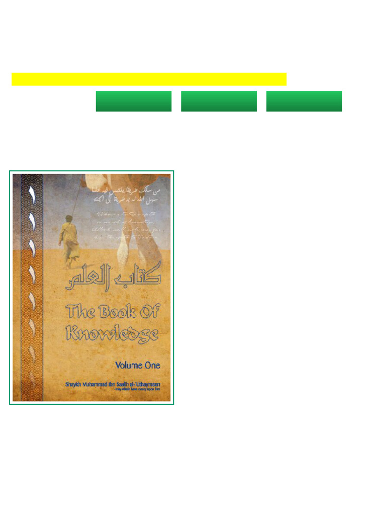 The Book of Knowledge 2nd Edition Shaykh ‘Uthaymīn Complete Edition ...