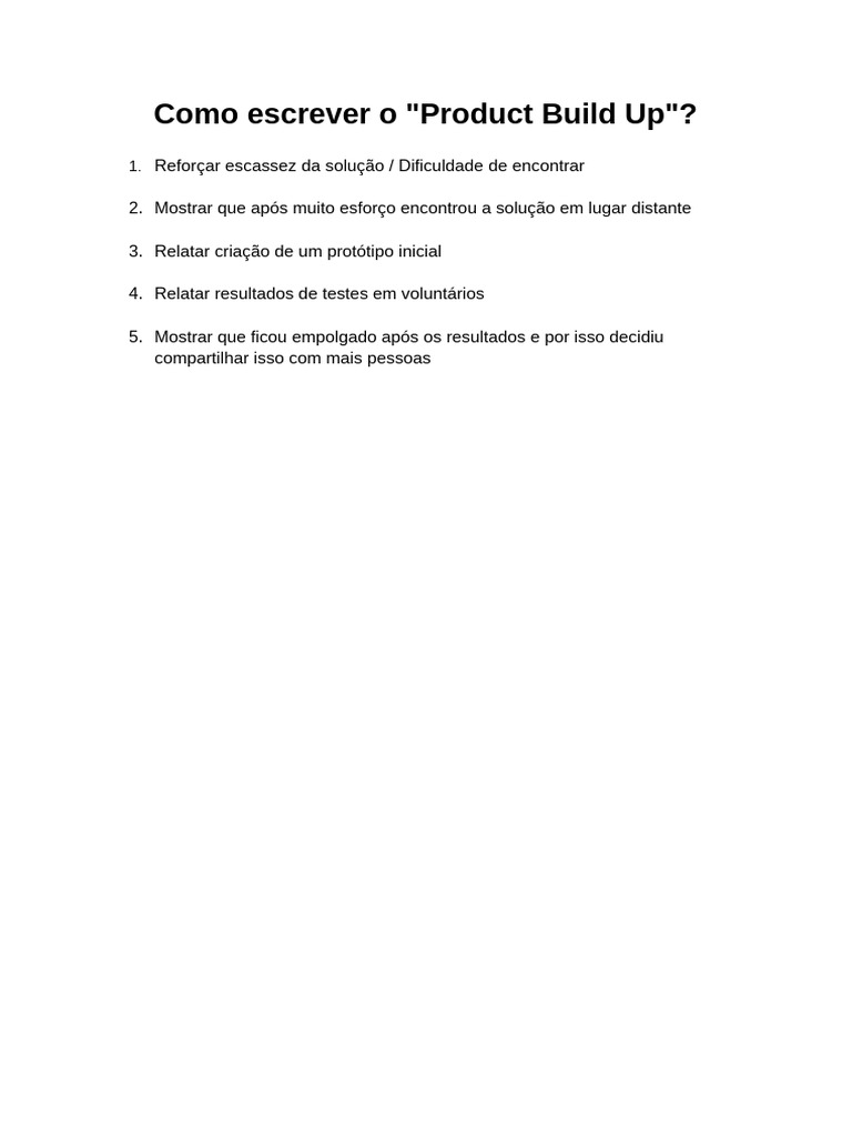 Guia para Escrever Product Build Up | PDF