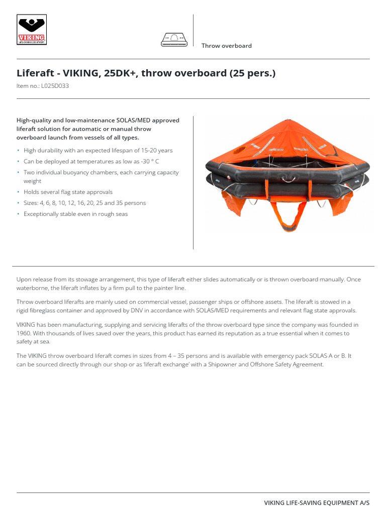 L025D033 - Liferaft - VIKING, 25DK+, Throw Overboard (25 Pers.) | PDF