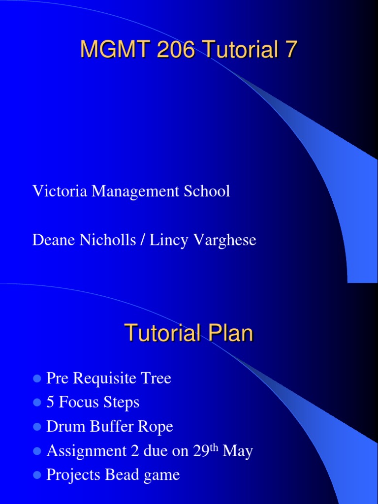 MGMT 206 Tutorial: Focus Steps & Bead Game | PDF