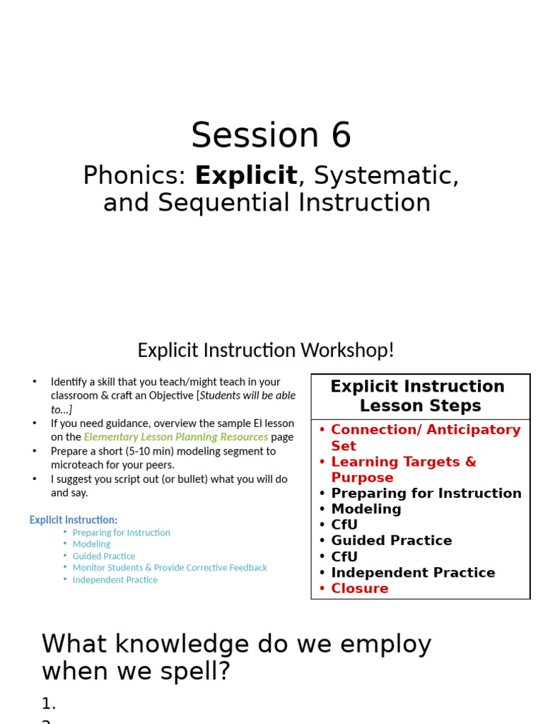 Session 6 Explicit Phonics Instruction - Letter - Grapheme - Phoneme ...