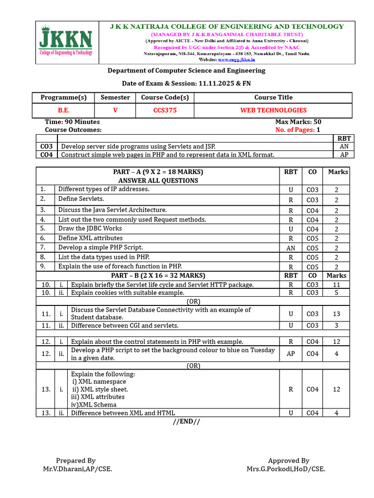 WT-IAT-2 Answer Key | PDF | Php | Software Engineering