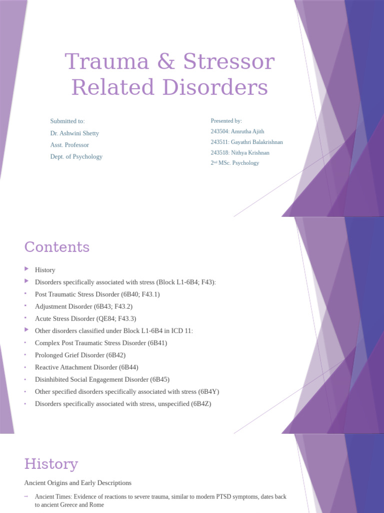 Trauma & Stressor Related Disorders | PDF | Psychological Trauma ...
