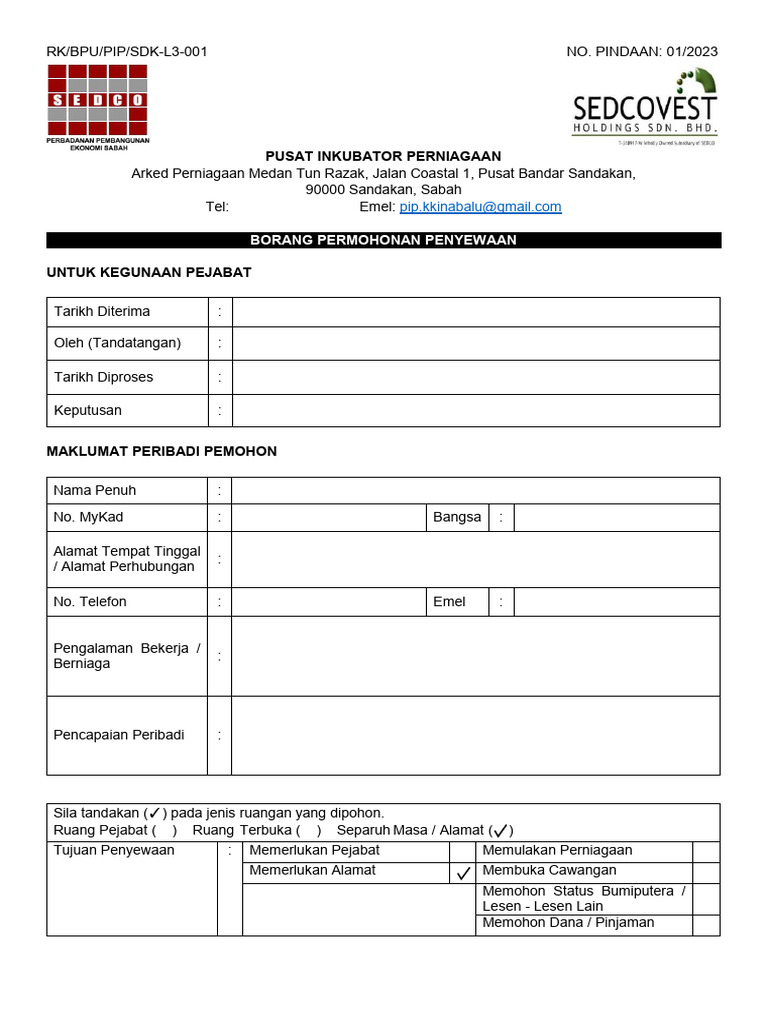 Borang Pip Sandakan | PDF