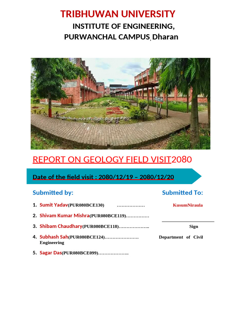 Geology Field Visit Report 2080 | PDF | Rock (Geology) | Sedimentary Rock