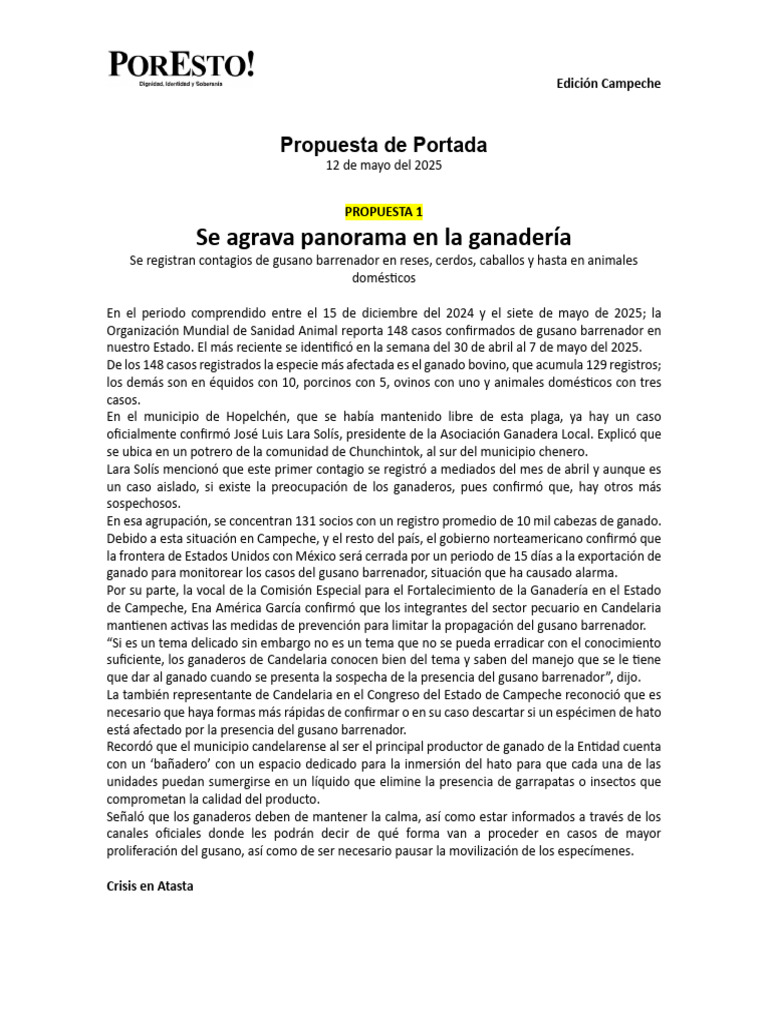 Propuestas Portada 12 de Mayo de 2025 | PDF | Sarampión | Campeche