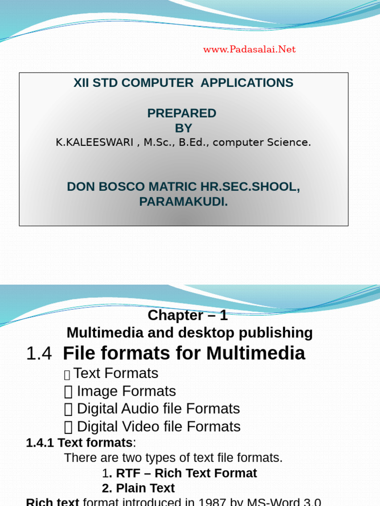 12th Computer Applications Chapter 1 PPT Study Materials English Medium PDF Download | PDF ...