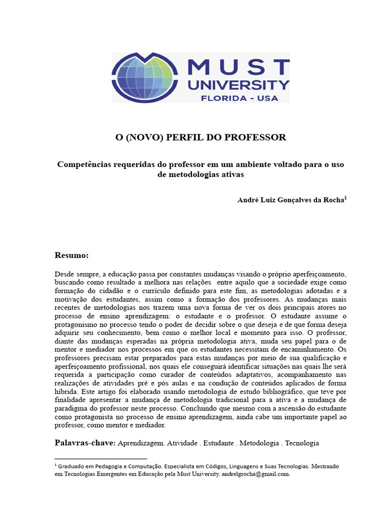 Novo Papel do Professor nas Metodologias Ativas | PDF | Pedagogia ...