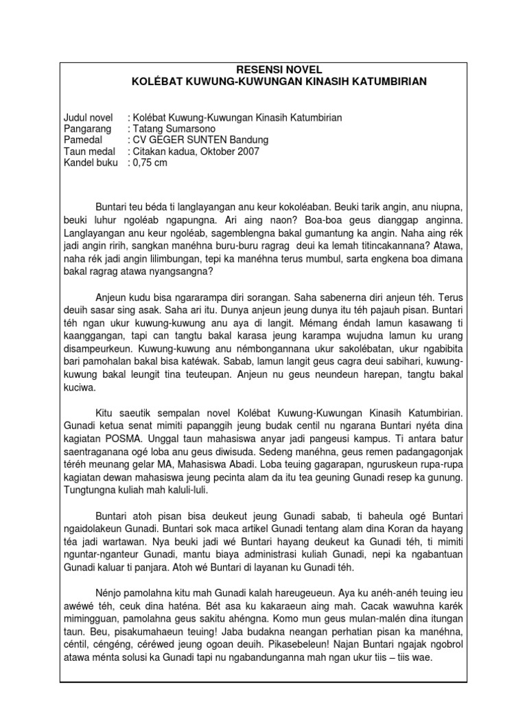 Resensi Novel Basa Sunda | PDF | Mystery, Thriller & Crime Fiction