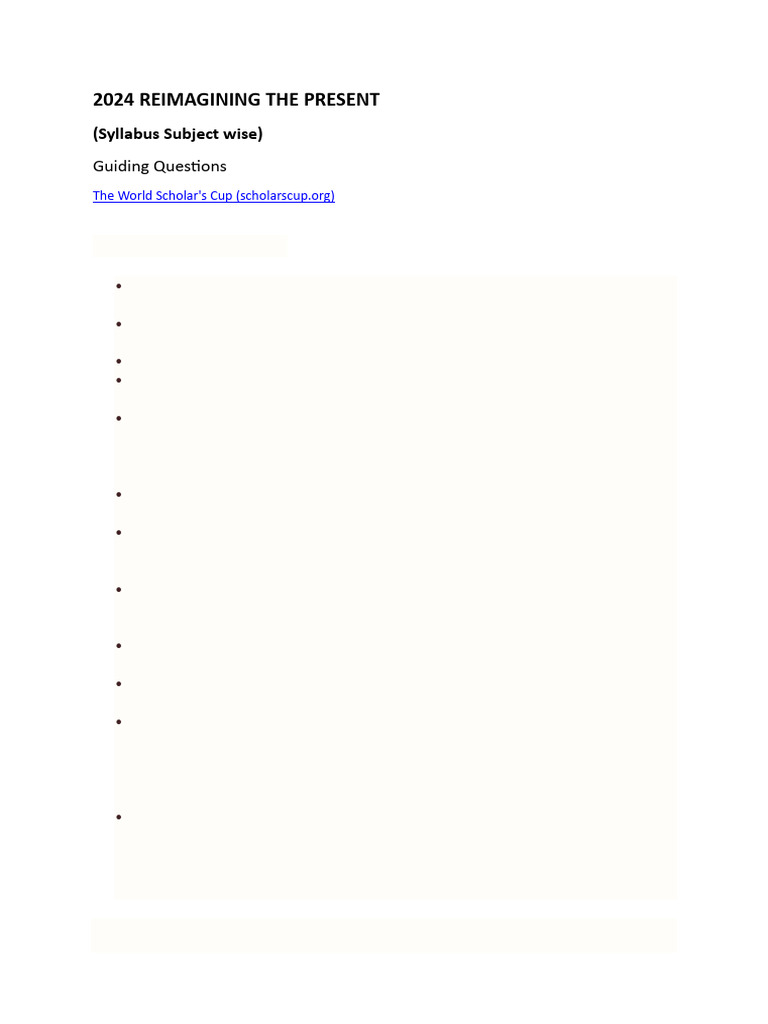 WSC Guiding Questions 2024 (Subject Wise) | PDF | Typefaces