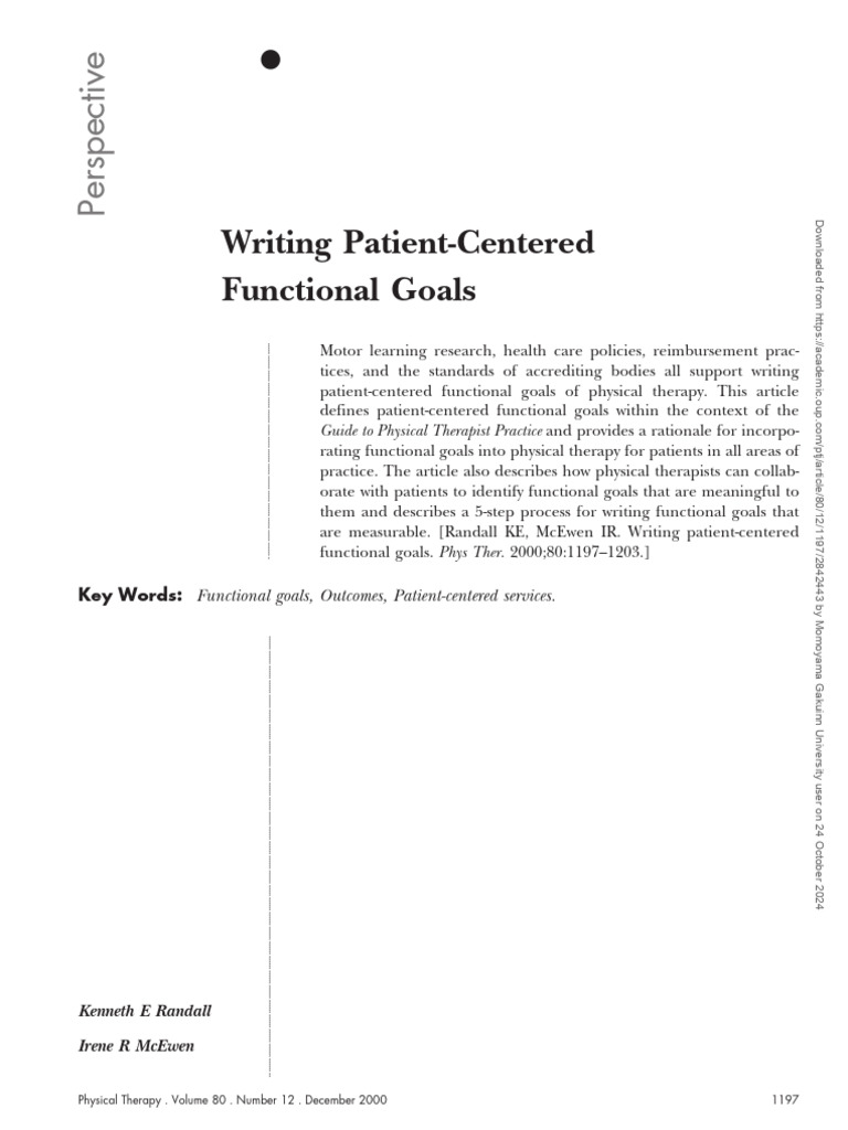 Patient-Centered Functional Goals in PT | PDF | Physical Therapy