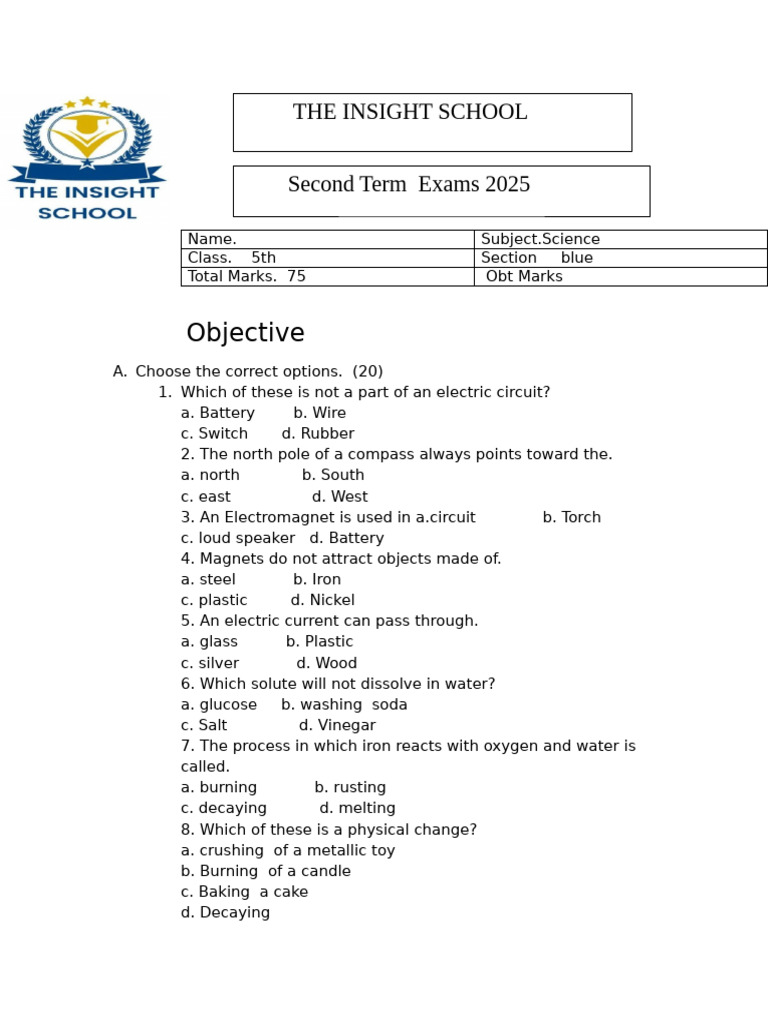Science Class 5 | PDF | Magnet | Electric Current