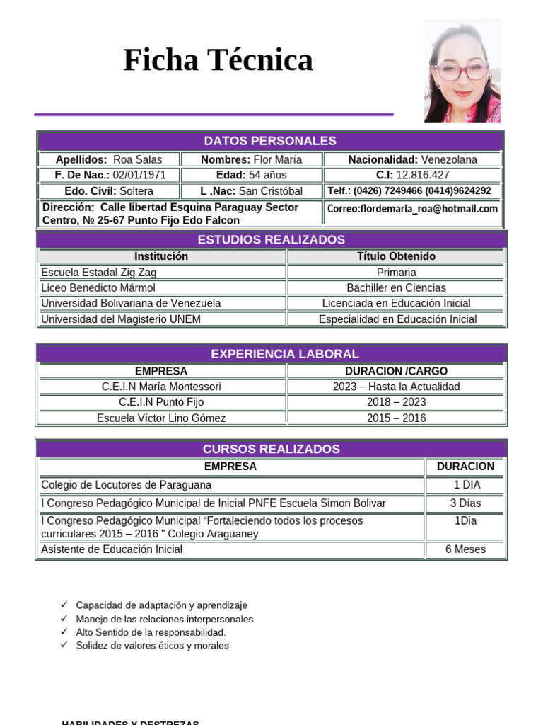Perfil Profesional de Flor María Roa | PDF