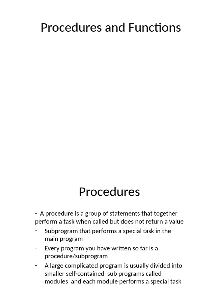 Functions and Procedures | PDF | Parameter (Computer Programming ...