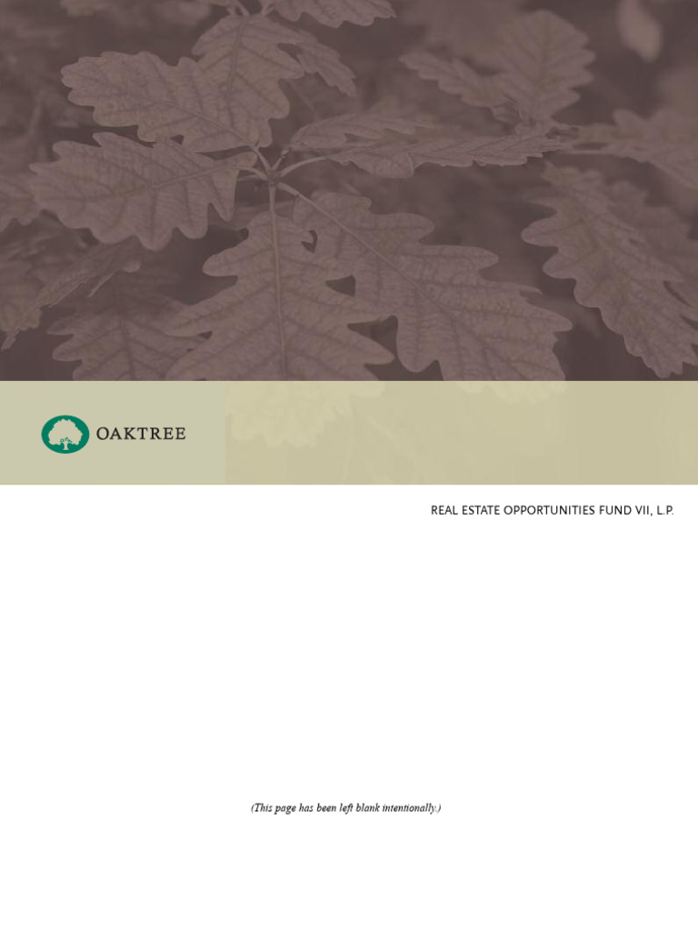 Oaktree Real Estate Fund VII Overview | PDF | Economies | Corporations