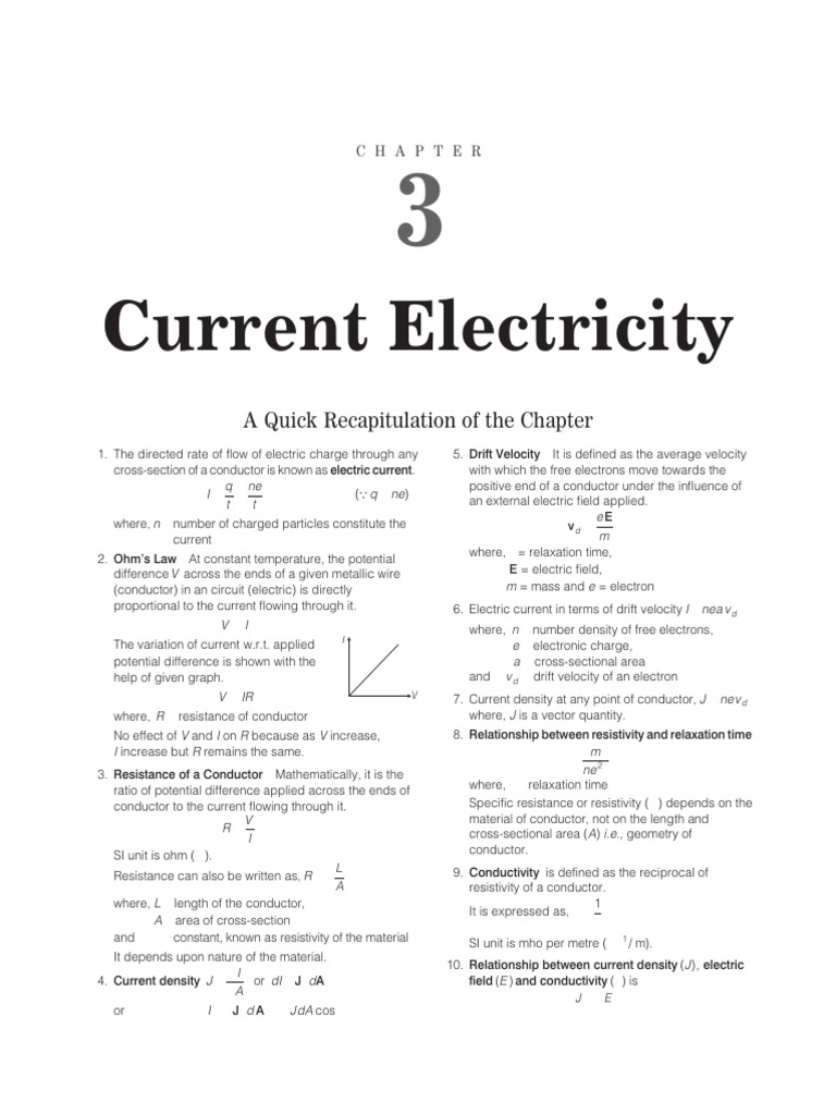 3 Current Electricity PDF | PDF | Electrical Resistivity And ...