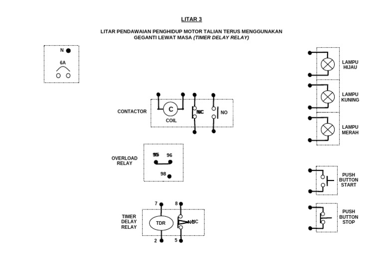 Litar Penghidup Motor dengan Timer Delay | PDF