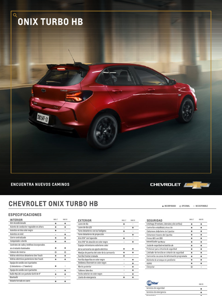 .Ec TechSheet Chevrolet-Onix-RS v2 | PDF | Vehículos con tracción ...